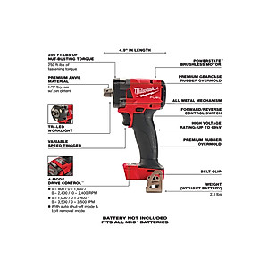 Milwaukee M18 FUEL 1/2 COMPACT IMPACT WRENCH W/ (2855P-20)