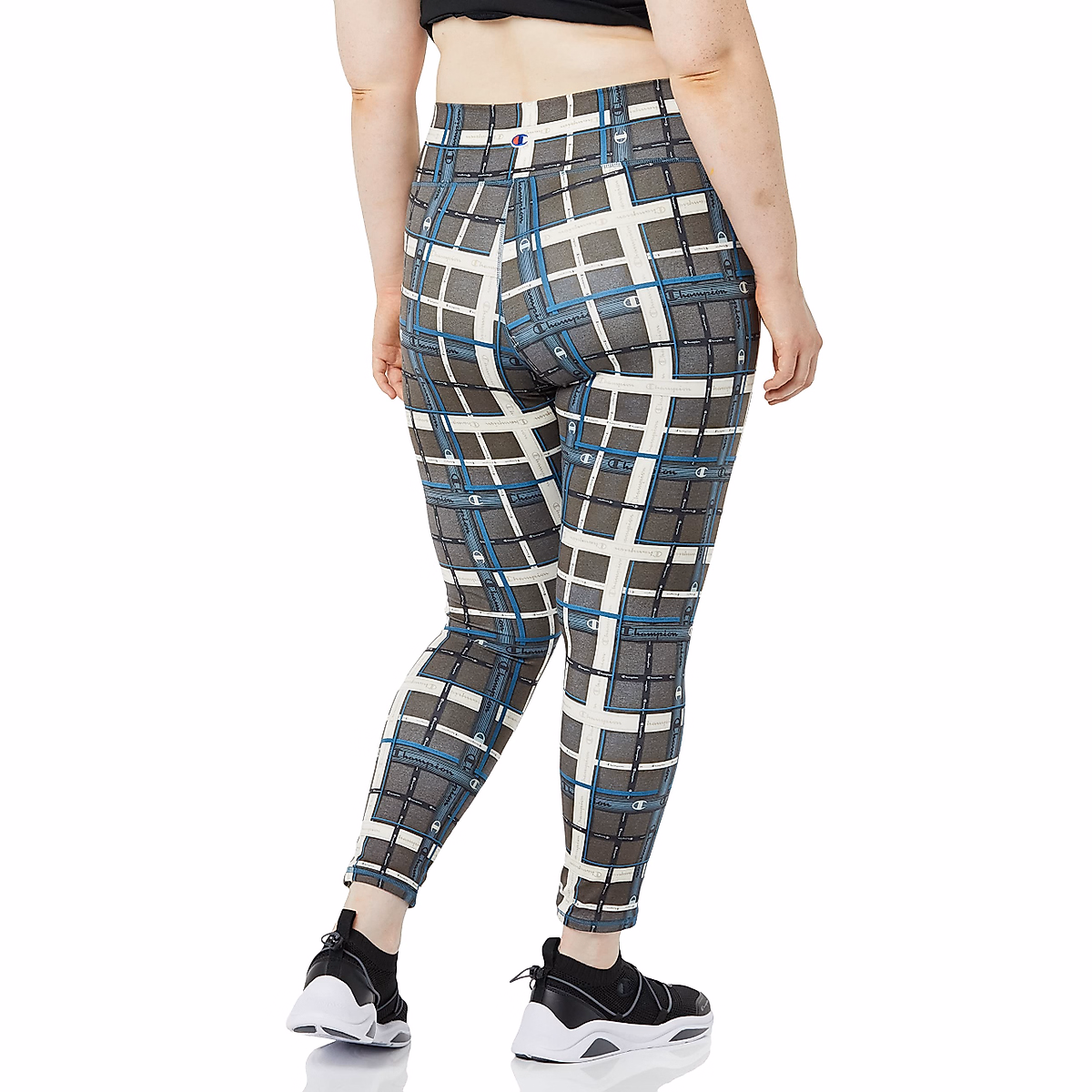 Champion womens Making the Cut Season 3 Episode 2 Champion Collab Curtis' High-rise Plaid Printed Leggings, Champion Tapes Teal, Small US