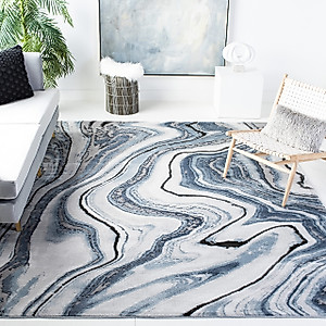 SAFAVIEH Craft Collection Area Rug - 9' x 12', Blue & Grey, Modern Abstract Design, Non-Shedding & Easy Care, Ideal for High Traffic Areas in Living Room, Bedroom (CFT819M)