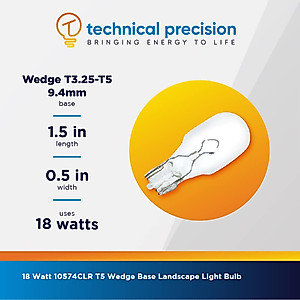 Technical Precision - Replacement Bulbs for Kichler Lighting 10574CLR by Technical Precision - 18W 12V Xenon Bulb - T5 Wedge Base Landscape Light Bulbs - 2800K Warm White - 10 Pack