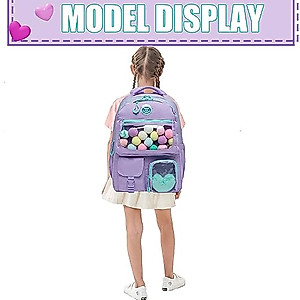 ZBAOGTW Cute Backpack for Girls, Aesthetic Clear School Backpack with Lunch Box, Casual Backpack for Elementary School Teens Back to School Supplies