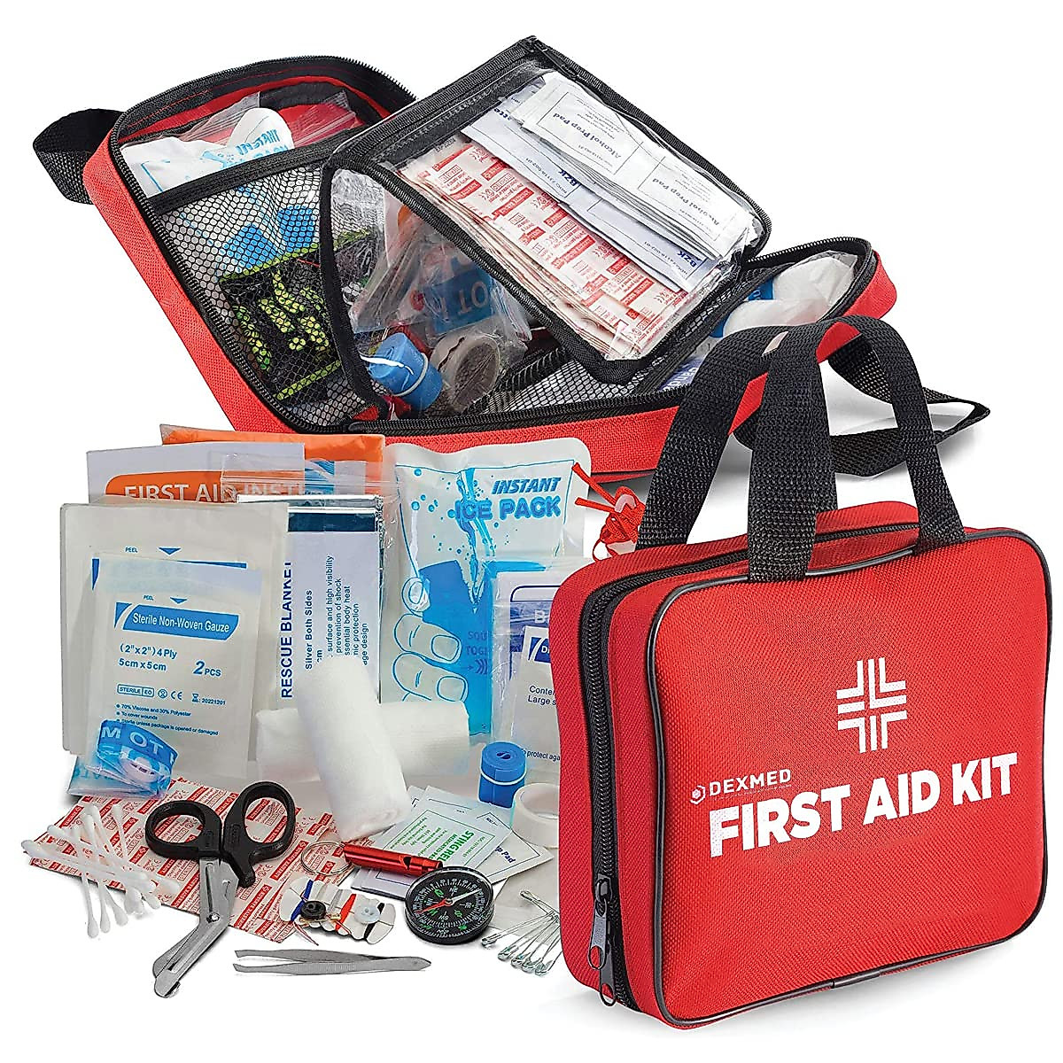 All-Purpose First Aid Medical Kit - 148 Pieces- Portable and Compact for Travel, Ideal for Home, Car, Workplace and Outdoor Emergencies Red