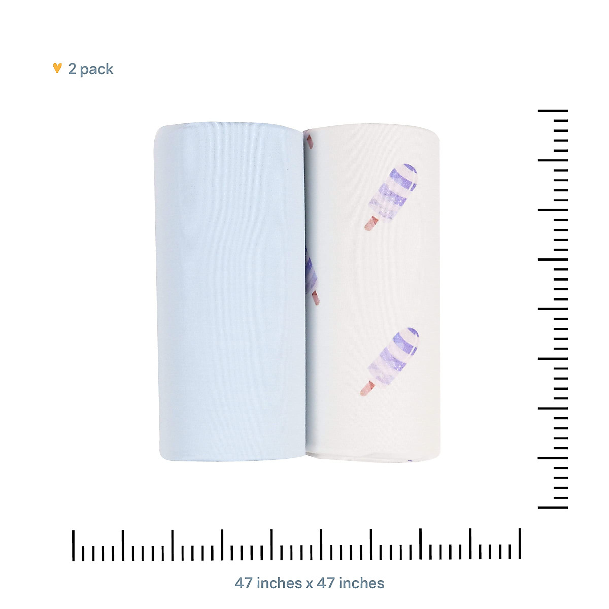 GooseWaddle Luxury Soft Blue Baby Swaddle Blanket 2-Pack (47”x47”), Ultra Comfort Stretchy & Breathable Material Provides Premium Comfort to Infants, 95% Rayon from Bamboo and 5% Spandex