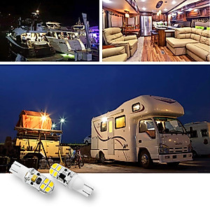 KAKEMONO T5 T10 Wedge Base 2W LED Bulb for 12V 24volt Landscape Path Light, 921 922 912 194 168 T10 Wedge RV Camper Trailer Motorhome Marine Boat Dome Light, 2700K Warm White, 10 Pack