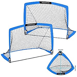 WEKEFON Backyard Soccer Goals - Portable Kids Soccer Net Set of 2-3.6'x2.7' - Pop Up Folding Indoor + Outdoor Goals with Carry Bag - Easy Assembly and Compact Storage