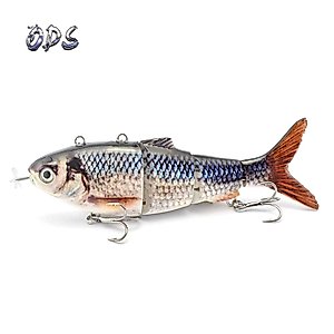 ods lure Robotic Swimming Lure Electric Fishing Lure USB Rechargeable 4-Segment Swimbait with Fishing Hooks for Bass Trout Perch Muskie (C)