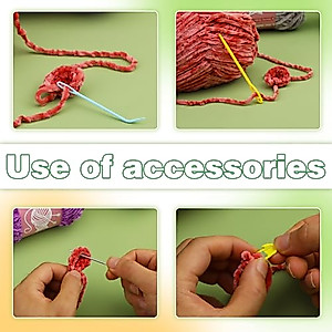 LUNARM Chenille Velvet Yarn, Yarn for Crocheting Knitting with Big Eye Needles, Handcrafts Weaving Soft Chenille Yarn for Making Blankets, Clothes, Pattern Knitting-3*3.35oz,3*162yds (Light Khaki)