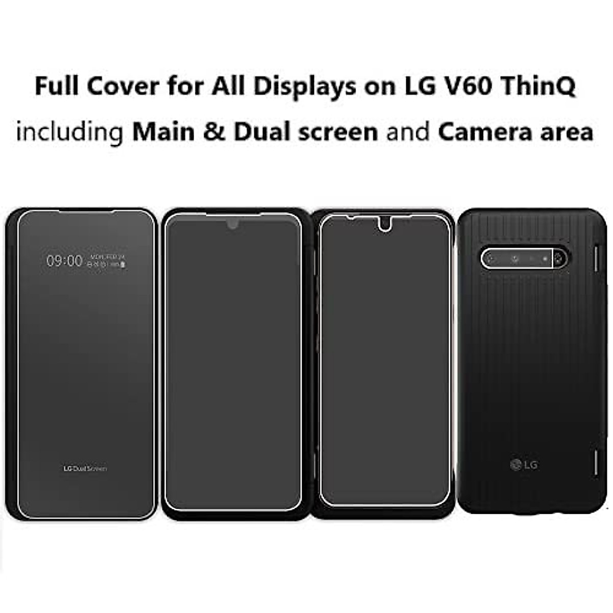 [2 SET 8 PCS] [2 tempered glass + 4 PET films + 2 camera protector] for LG V60 5G ThinQ Screen Protector [Perfect Fit for Dual Screen] Compatible with LG V60 Screen Protector