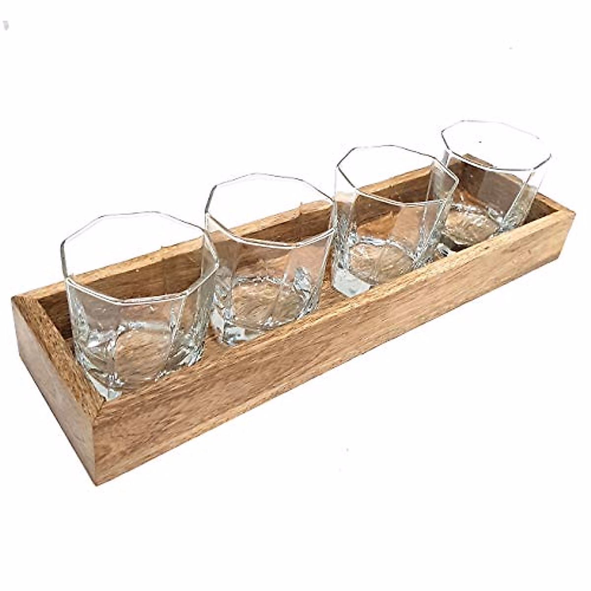 Handcrafted Rectangular Long Coffee Table Tray Wooden Serving Platter Trays Centerpiece for Housewarming Brown15 x 4 x 2 inches