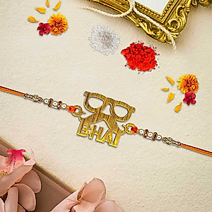 USA HOUSE Set of 1 Rakhi for Brother, Rakhi Bracelet Brother and Rudraksha Designing Rakhi, Raksha Bandhan Rakhi Gift, Wrist Bands for Loving Sibling/ Brother Sister, Father, & Friends, multicolored