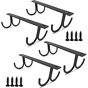 RONYOUNG 4 Sets Mug Holder Rack Under Cabinet Shelf , Mug Rack 16 Hanging Hooks for Mugs, Coffee Cups and Kitchen Utensils Display (4 Set, Black)