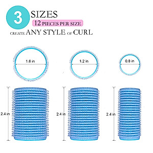 Hair Rollers Pack of 36 Self Grip Hair Rollers Set Small Medium Big Size Hair Curlers for Long Medium Short Hair (Blue)