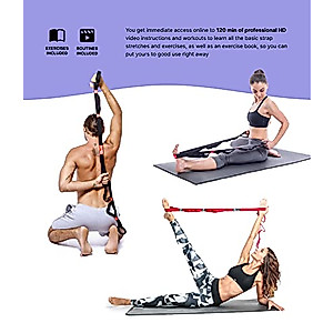 YOGA EVO Exercise Band with Loops for Physical Therapy Yoga, Exercise and Flexibility Elastic Fitness Stretch Band + Exercise Instructions & Carry Bag