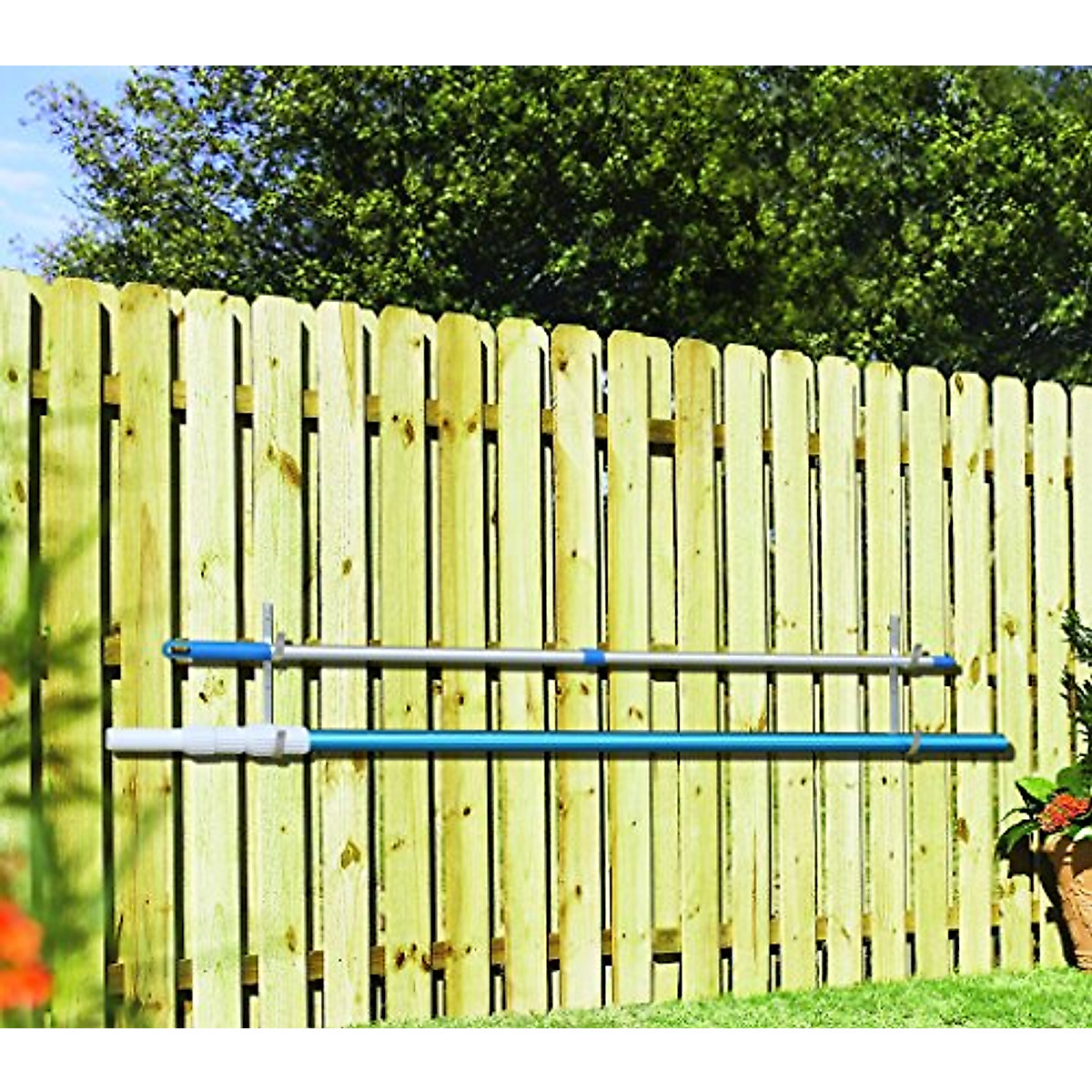 Aquatix Pro Pool Pole Hanger Premium 2pc Aluminium Holder Set, Ideal Hooks for Telescopic Poles, Skimmers, Leaf Rakes, Nets, Brushes, Vacuum Hose, Garden Tools and Swimming Pool Accessories (1)