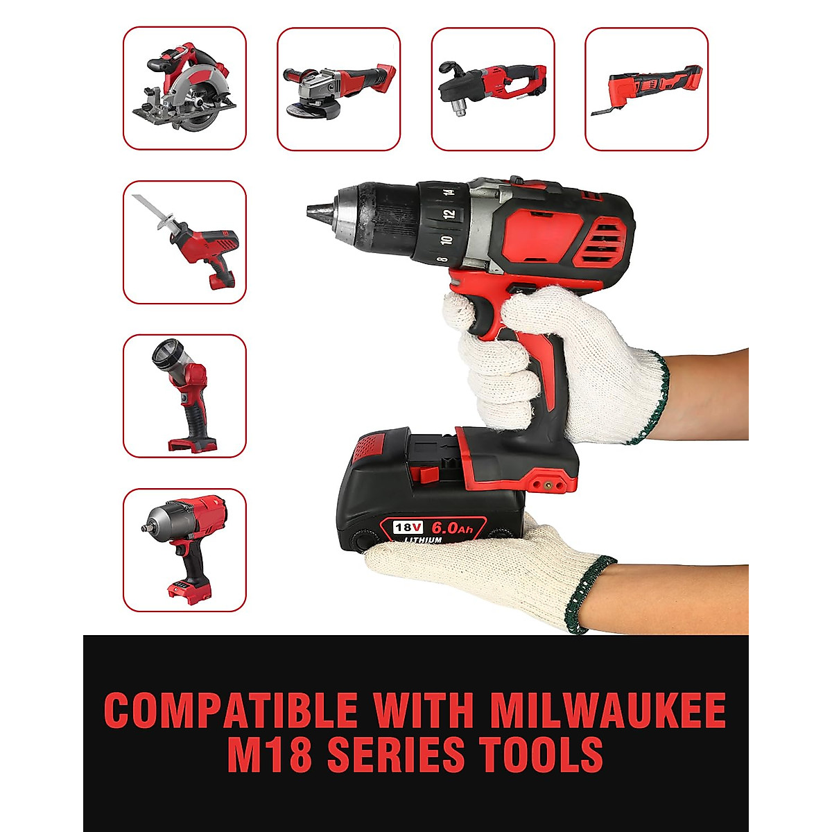 18v Battery 4Pack Replacement for Milwaukee M18 Battery 6.0Ah,High-Capacity Batteries Compaitble with Milwaukee Tools and Charger,2024 Version/New Patented