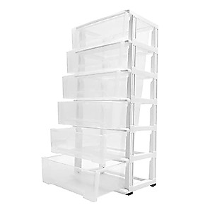6 Rolling Storage carts, Rolling Storage Cart, Storage Tower Organizer Units for Closet, Living Room, Hallway, Dormitory, Home Office Bedroom White
