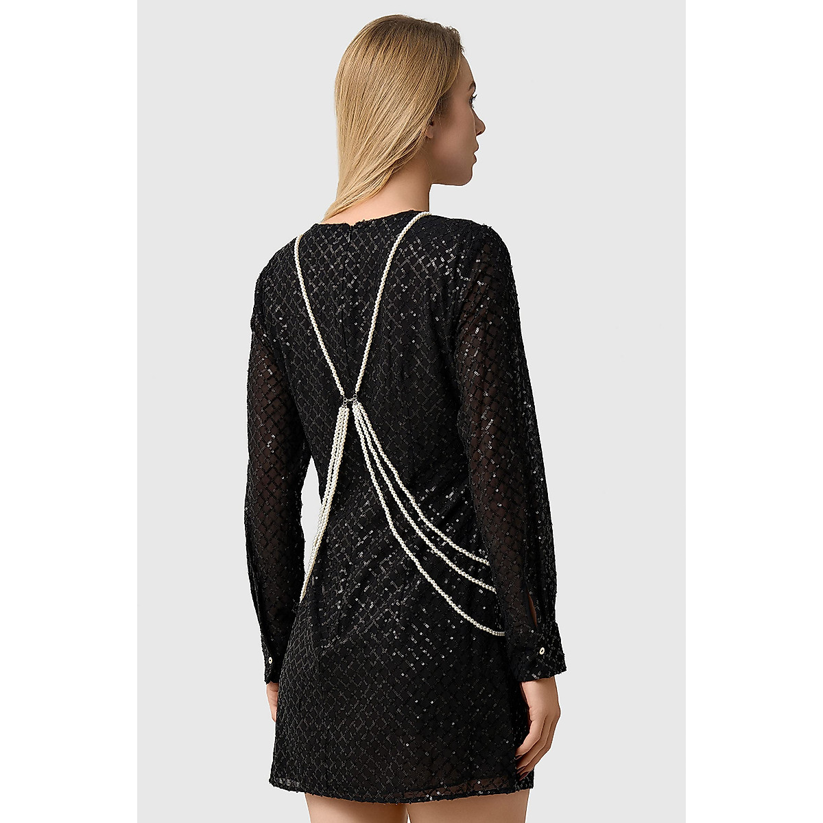 BABEYOND 1920s Pearl Body Chain for Evening Party Crystal Gatsby Imitation Pearl Body Chain for Flapper Costume