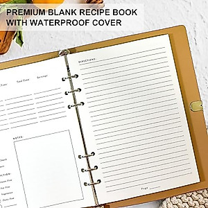 XXINMOH Leather Recipe Book With Index Pages & Templates, The Perfect Recipe Note Book To Write In Your Own Recipes - Simplified Blank Cookbook to Organize Your Recipes (Waterproof Cover)