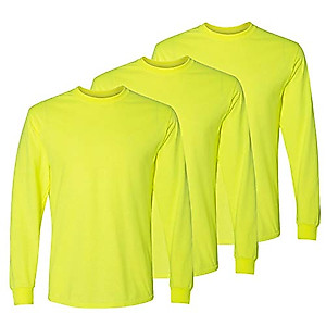 NEWFABLE Safety High Visibility Long Sleeve Construction Work Shirts Pack for Men Safety Green L