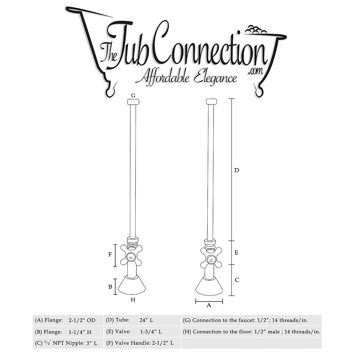 The Tub Connection 67" Acrylic Slipper Clawfoot Tub & Oil Rubbed Bronze Complete Deck Mount Plumbing Package- "Miller"