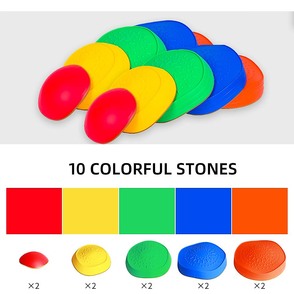 OMNISAFE Balance Stepping Stones for Kids, Non-Slip Textured Surface and Rubber Edges, Indoor & Outdoor Obstacle Course Toy, Exercise Coordination & Strength