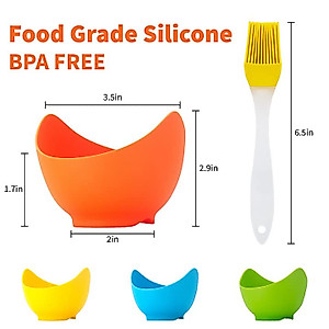 4 Pack Egg Poacher, BPA Free Silicone Egg Poachers, Egg Cups for Air Fryer, Thickened Stable Egg Cooker with Extra Oil Brush