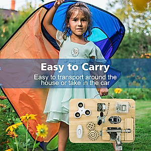 Pithfor Wooden Montessori Toys Busy Board for 1 2 3 4 Year Old, Baby Toddler Sensory Toys, for Fine Motor Skills, for Autism ADHD