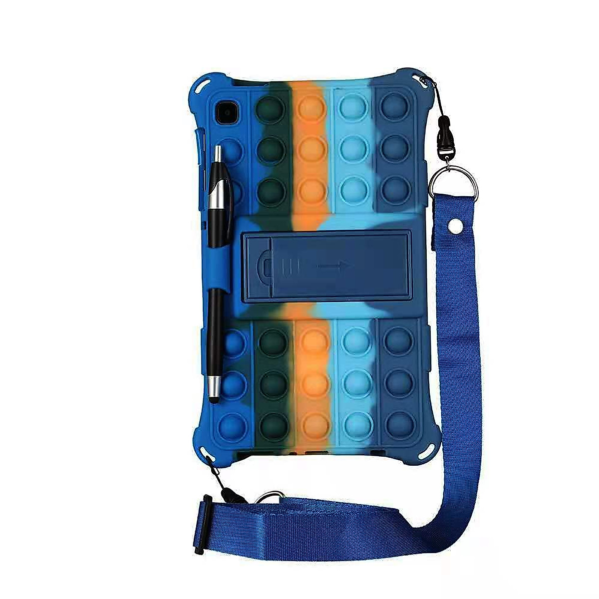 ALHBEJT Tablet Case for Galaxy Tab A7 Lite 8.7" 2021|SM-T220/T225/T227 Silicone Case Cover with Stand Lanyard Pen for Samsung Tab A7 Lite Pop Anxiety Relief Fidgets(Colorful Blue)