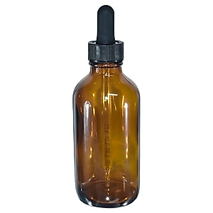 (Pack of 24) 4 oz. Amber Boston Round with Black Graduated Glass Dropper