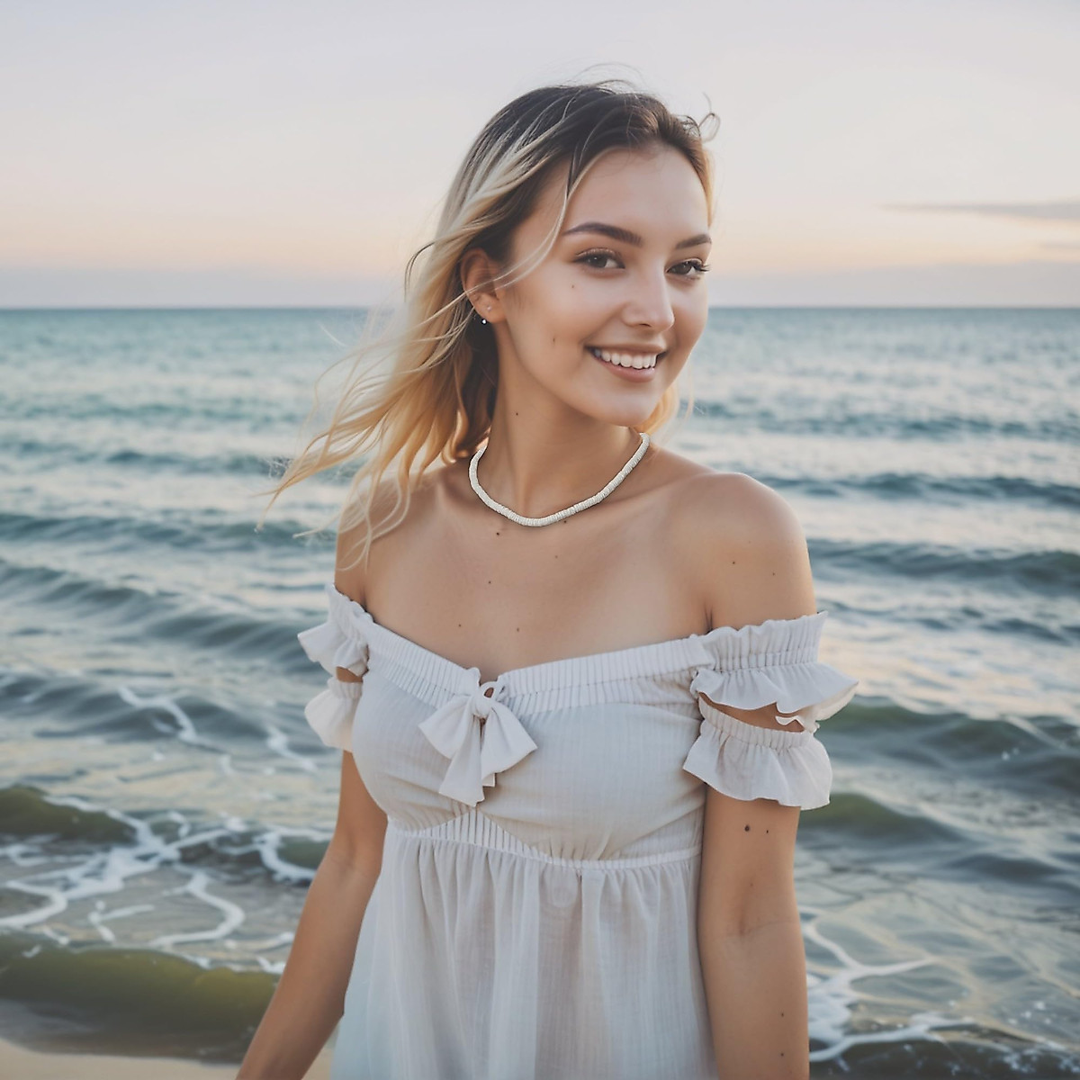 BlueRica Puka Shell Beads Necklace (18")