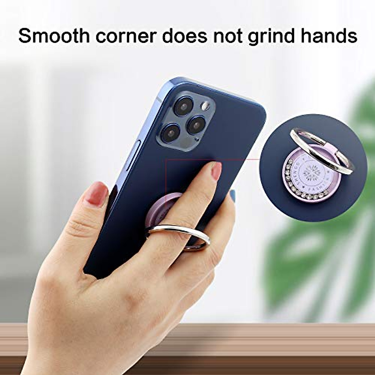 3 Pcs Phone Ring Holder, Yiwanson 360 Degree Rotation Cell Phone Ring Holder, Artificial Diamond Phone Ring Holder Finger Kickstand, Compatible with All Mainstream Smart Phones (Purple White Black)