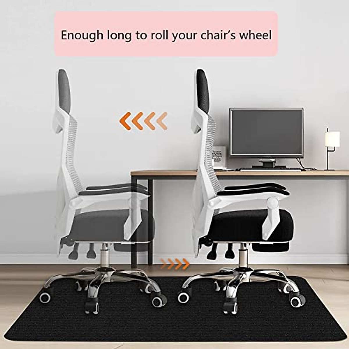 Jakarl Office Rolling Chair Mat for Hardwood Tile Floor, Computer Gaming Under Desk Low-Pile Rug, Large Anti-Slip Floor Protector Mat for Home Work (Black, 36" X 55")