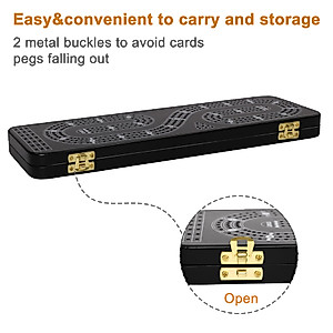 Cribbage Board Game Set 3 Tracks, 2 Storage Area, with 9 Metal Pegs,2 Decks of Playing Cards and Instruction, Wooden Travel Portable Cribbage Game Sets