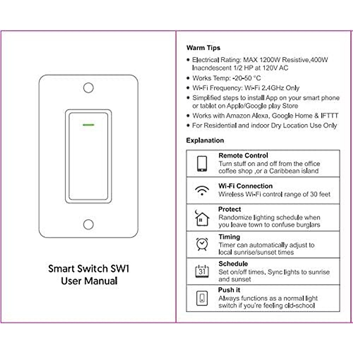 MOES WiFi Smart Light Switch, 2 Gang No Screw Panel Smart Life/Tuya App Wireless Remote Control Wall Switch Timer for Lights, Compatible with Alexa, Google Home, Neutral Wire Required, No Hub Required