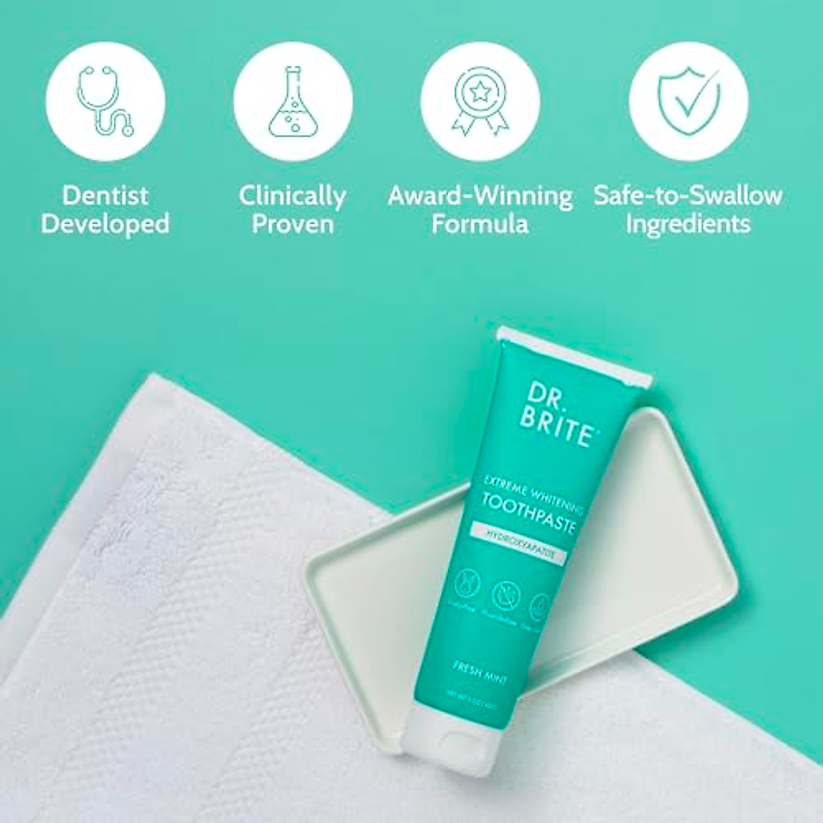 Dr. Brite Whitening Hydroxyapatite Toothpaste, Fluoride and Sulfate Free, Doctor Formulated with Plant-Based Ingredients, Mint, 5 oz - 3 Pack