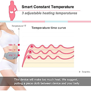 Portable Cordless Electric Waist Belt Device, Fast Heating Pad with 3 Heat Levels and 3 Massage Modes, Back or Belly Heating Pad for Women and Girl