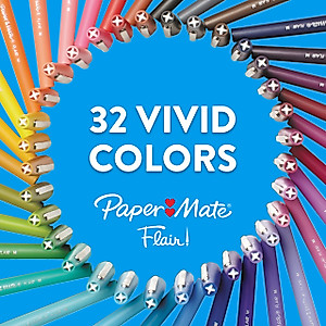 Paper Mate Flair Felt Tip Pens, Medium Point (0.7mm), Black, 4 Count