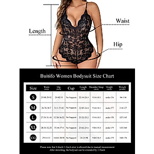 Buitifo Women Lace Bodysuit One Piece Babydoll Backless Mini Teddy V Neck Lingerie（black 1,M