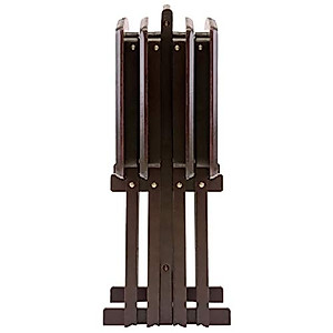 Ergode Wood Dylan 5-Piece Snack Table Set - Solid Wood, Foldable, Spacious Tops, Espresso Finish, Includes Storage Stand, Ideal for TV Meals and Appetizers, Minimal Assembly Stand