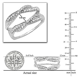 Dazzlingrock Collection Round White Diamond Crisscross Enhancer Guard Anniversary Band for Women (0.40 CT) in 14K White Gold Size 7