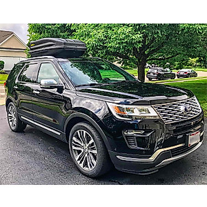 JEGS Rooftop Cargo Carrier for Car Storage - Large Roof Rack Cargo Carrier - Heavy Duty Weatherproof Storage - Made in USA - 18 Cubic Ft - 110 Lb Capacity - Aero Hard Shell Cargo Carrier