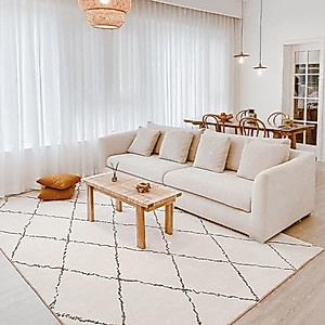 Euvmgis Indoor/Outdoor Area -Rug White Black Simple Diamond Grid Easy -Cleaning, Non Shedding, Bed Room, Living Room, Dining Room, Deck, Backyard, Patio, High Traffic 2 x 3 Feet / 60x90 cm