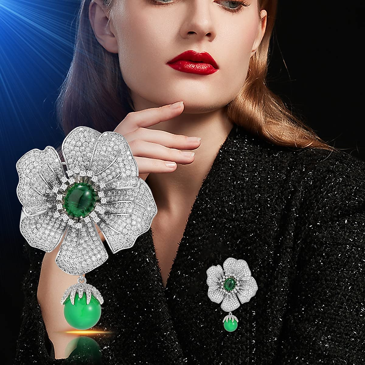 AILONMEI Silver Holiday Brooches For Women Fashion Large Camellia Brooch Christmas Gift (Camellia, Silver)