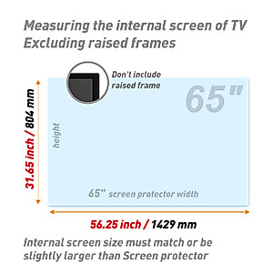 Anti-Glare Film for TV 65 Inch Anti-Blue Light Film Anti UV TV Screen Protector Indoor & Outdoor TV Glare Screen Frosted Film Anti-Reflection Rate Up To 90%