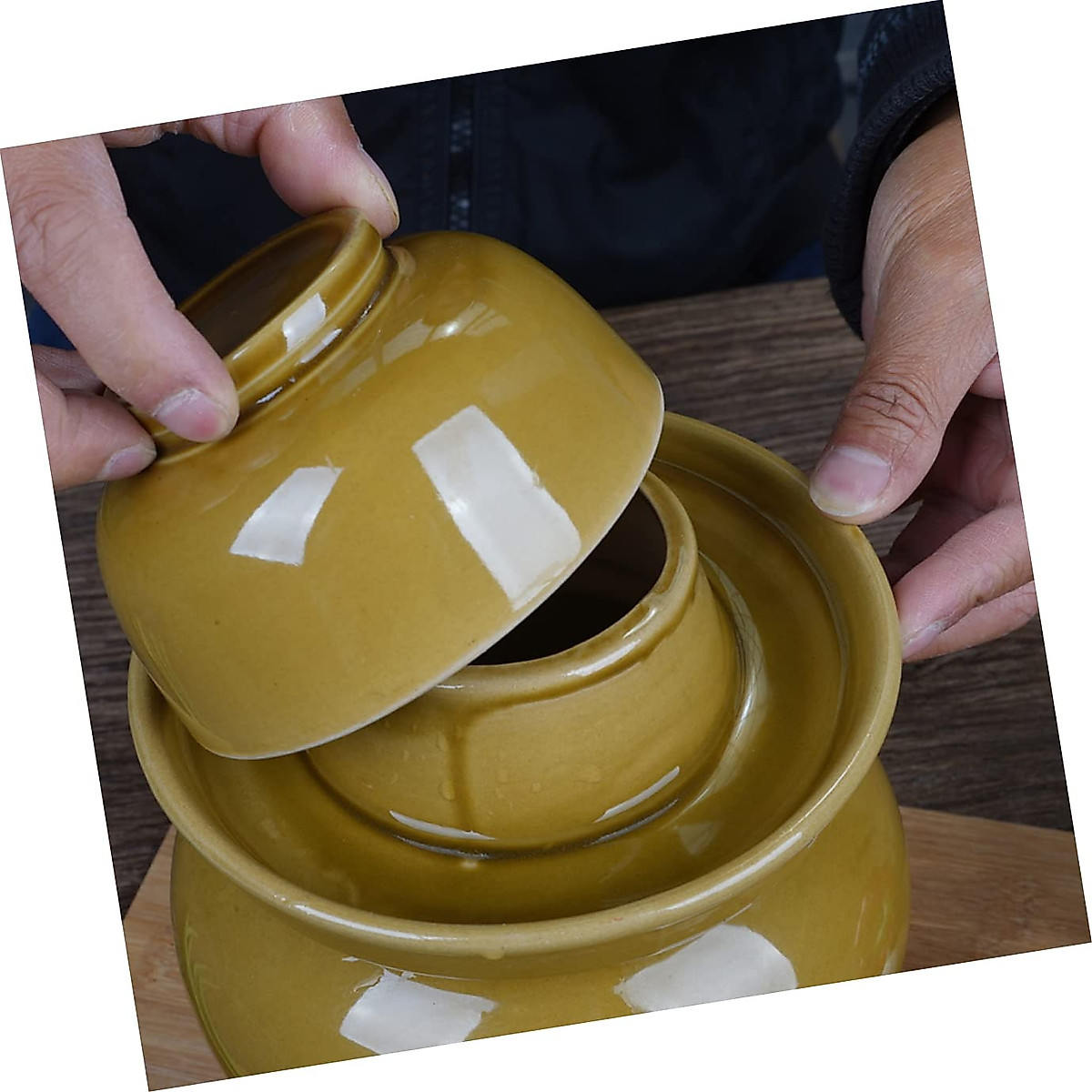 OUSIKA for Container Sealing Chinese Storage Canister Water Vegetables Cansiter with Pickled Egg Jars Sauerkraut Duck Tradition Bottle Crock Capacity Paocai Foods Pickle Jars