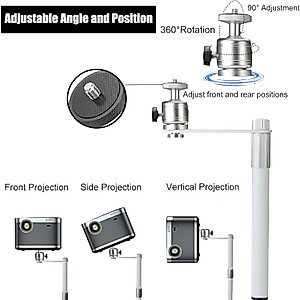 2-Be-Best Plug-in Projector Mount Bedside Sofa Projector Stand Wall Mount with 360° Adjustable, Projector Mount, Stand-Alone Design, Cable Management, Projector Holder White