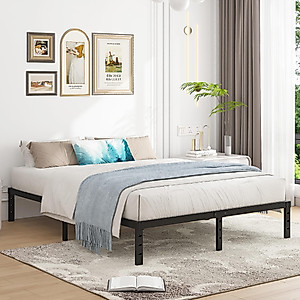 Cieemine 12 Inch California King Bed Frame, Heavy Duty Metal Cal King Bed Frame, No Box Spring Needed, Easy Assembly, Noise-Free, Black