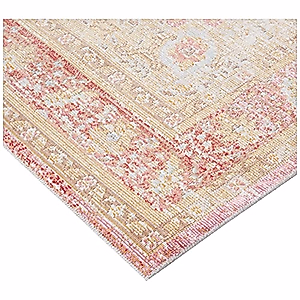 Momeni Rugs Isabella Traditional Medallion Flat Weave Area Rug, 5'3" X 7'3", Pink