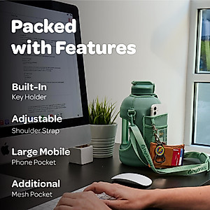 Hydracy 2.3L BPA-Free Tritan Plastic Water Bottle with Adjustable Shoulder Strap, Spill-Proof Lid, and Convenient Silicon Spout for Hydration on the Go