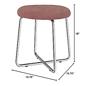 Hillsdale Round Backless Metal Vanity Stool with Upholstered Seat, Pink, 51111